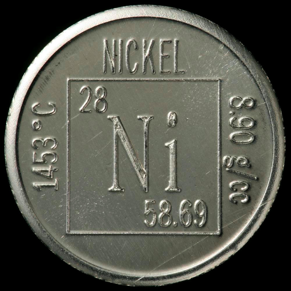Element Coin A Sample Of The Element Nickel In The Periodic Table