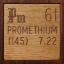 Sample of the element Promethium in the Periodic Table